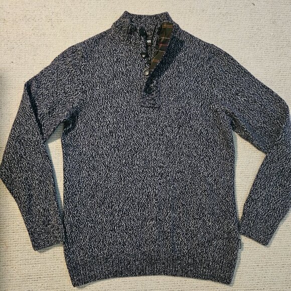 Barbour | Sweaters | Barbour Sid Buttoned Half Zip Sweater Large L Navy ...